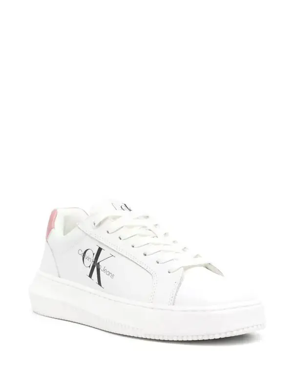 Calvin Klein Calf Leather Logo Print Sneakers