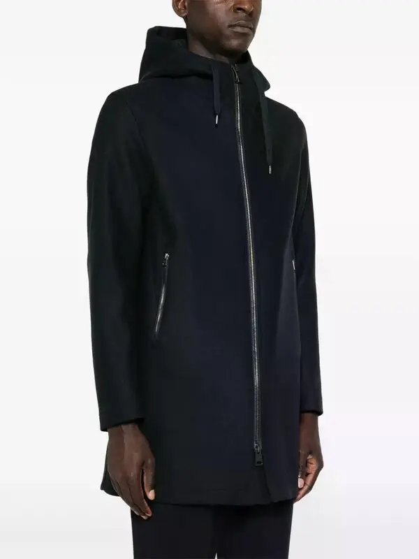 Herno Logo Plaque Hooded Coat