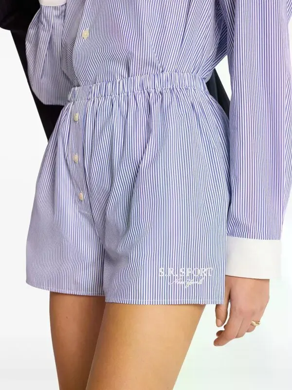 Sporty & Rich Striped Relaxed Fit Shorts - White