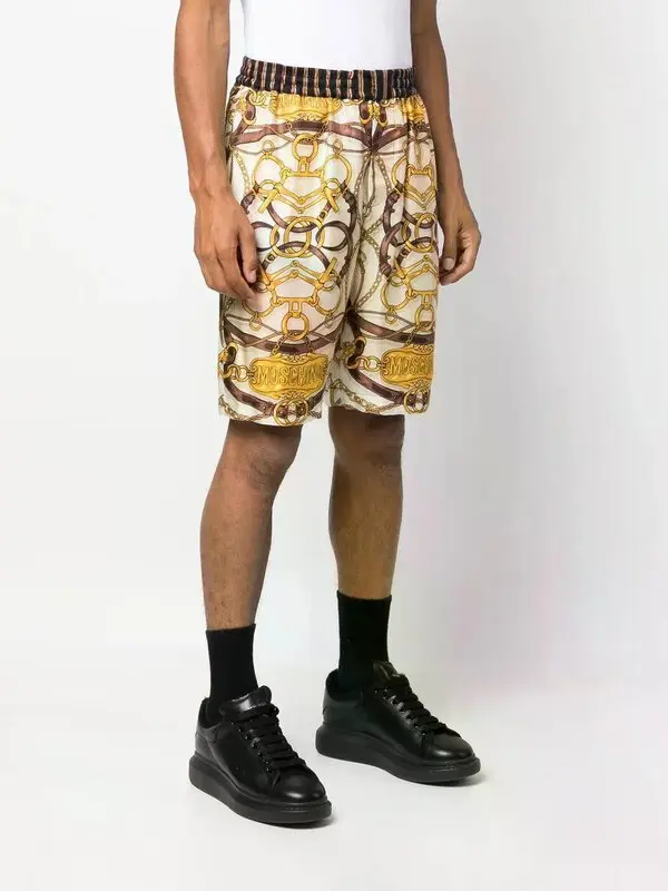 Moschino Teddy Print Silk Shorts
