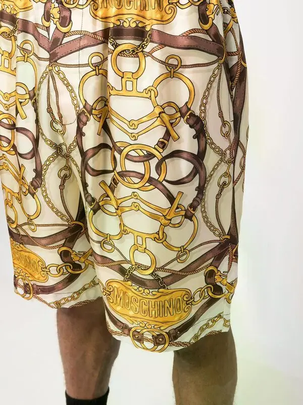 Moschino Teddy Print Silk Shorts