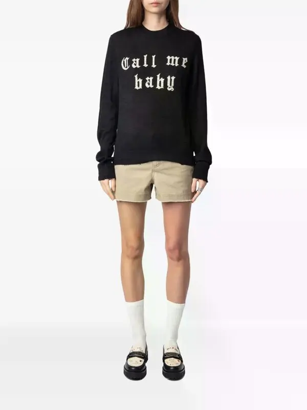 Zadig&Voltaire Call Me Baby" Slogan Print Crew Neck Jumper