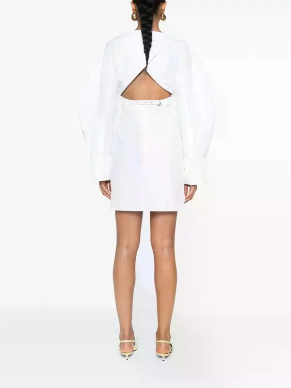 Jacquemus Cotton Poplin Off-shoulder Mini Dress - White