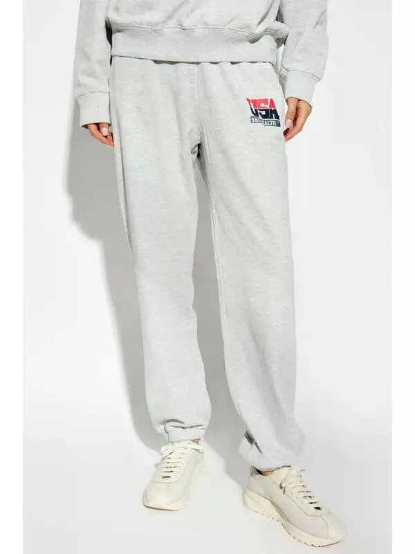 SPORTY & RICH Logo Print Elasticated Cotton Blend Trousers