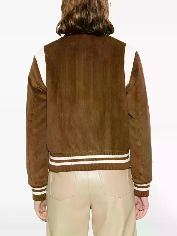 Sporty & Rich Embroidered Corduroy Bomber Jacket - Brown