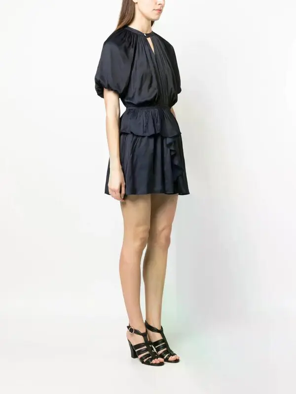 Zadig&Voltaire Romina Puff-sleeve Ruched Mini Dress - Blue