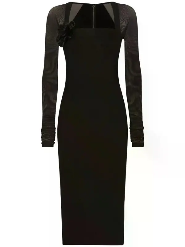 Dolce & Gabbana Jersey Calf-length Dress With Tulle Sleeves