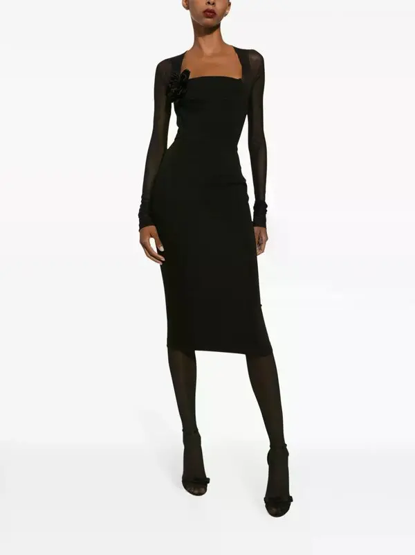 Dolce & Gabbana Jersey Calf-length Dress With Tulle Sleeves
