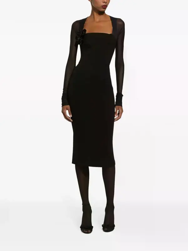Dolce & Gabbana Jersey Calf-length Dress With Tulle Sleeves