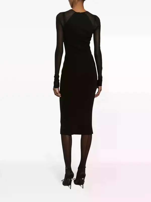 Dolce & Gabbana Jersey Calf-length Dress With Tulle Sleeves