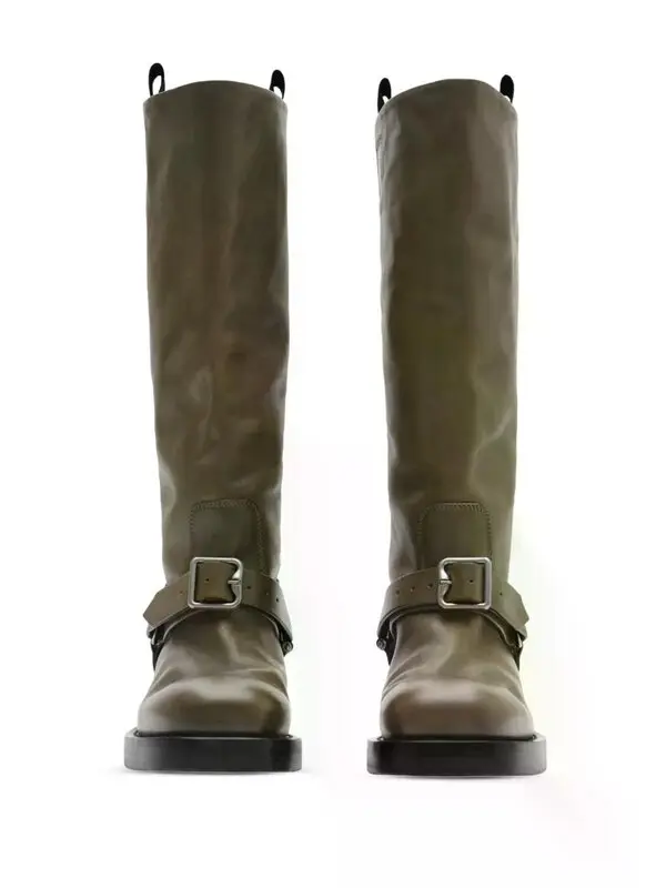 Burberry Calf Leather Knee-high Boots With Buckled Ankle Strap