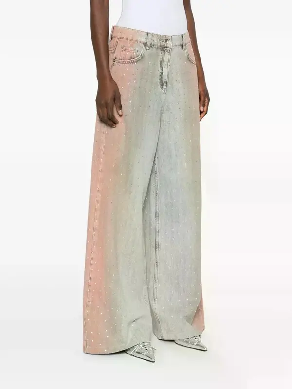 Patrizia Pepe Embellished Wide-leg Jeans - Grey