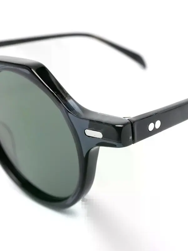 LESCA Acetate Round Frame Sunglasses - Black