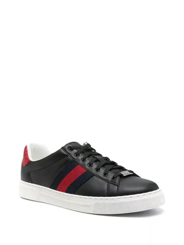 Gucci Ace Leather Sneakers With Web Detailing