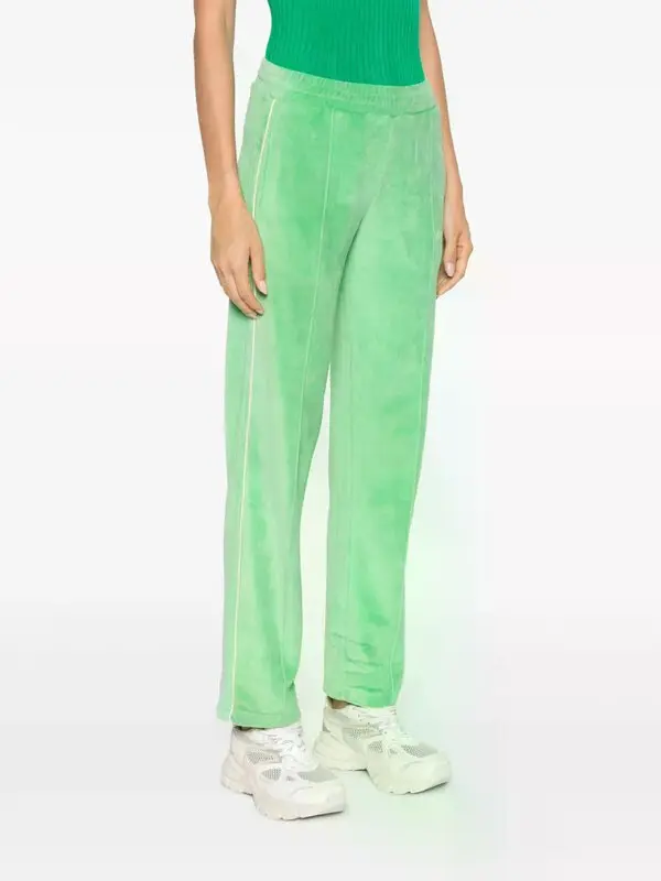 SPORTY & RICH Logo-embroidered Towelling Track Pants - Green