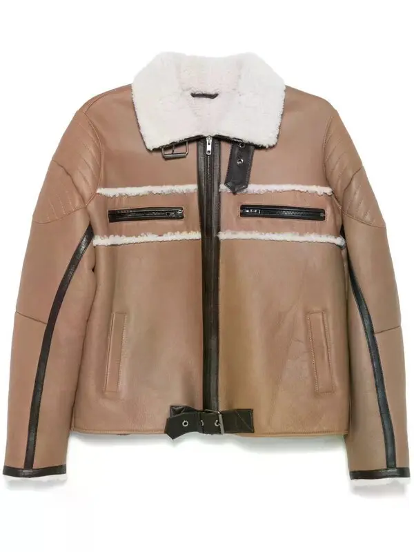 MANOKHI Shearling-detail Leather Jacket