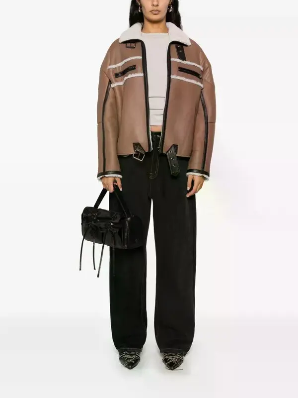 MANOKHI Shearling-detail Leather Jacket