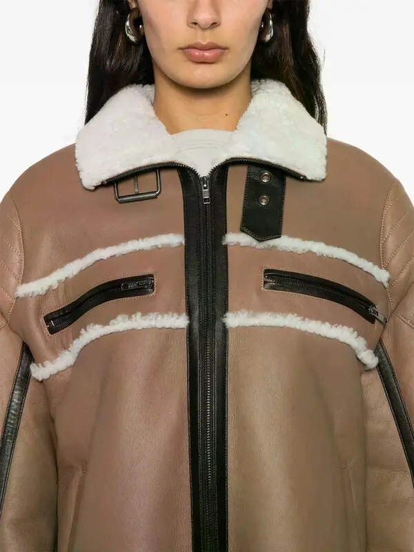 MANOKHI Shearling-detail Leather Jacket