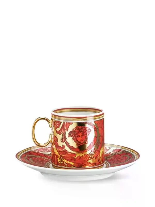 Versace Medusa Garland Espresso Cup And Saucer - Red
