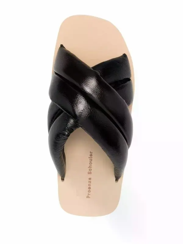 Proenza Schouler Crossover Padded Leather Slides - Black