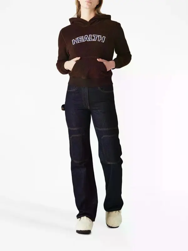 Sporty & Rich Slogan Patch Fleece Hoodie