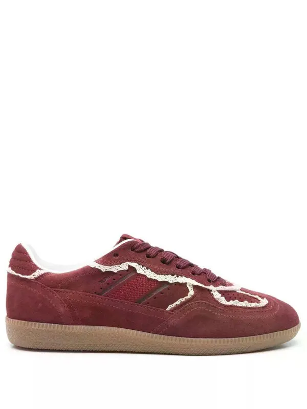 ALOHAS Suede Sneakers With Lace Trim - Red
