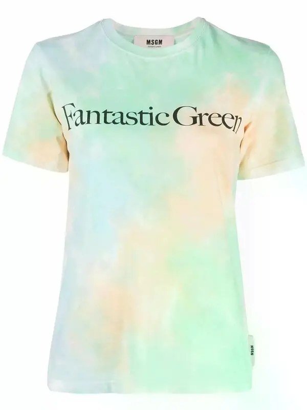 MSGM Slogan-print Cotton T-shirt - Green