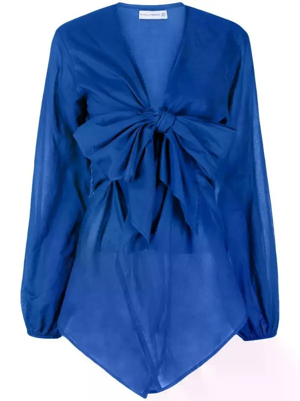 Faithfull The Brand Plunging V-neck Cotton Mini Dress - Blue