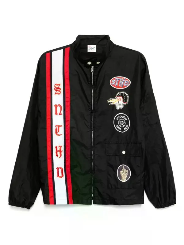 SAINT MXXXXXX Badge Embellished Zip-up Jacket - Black