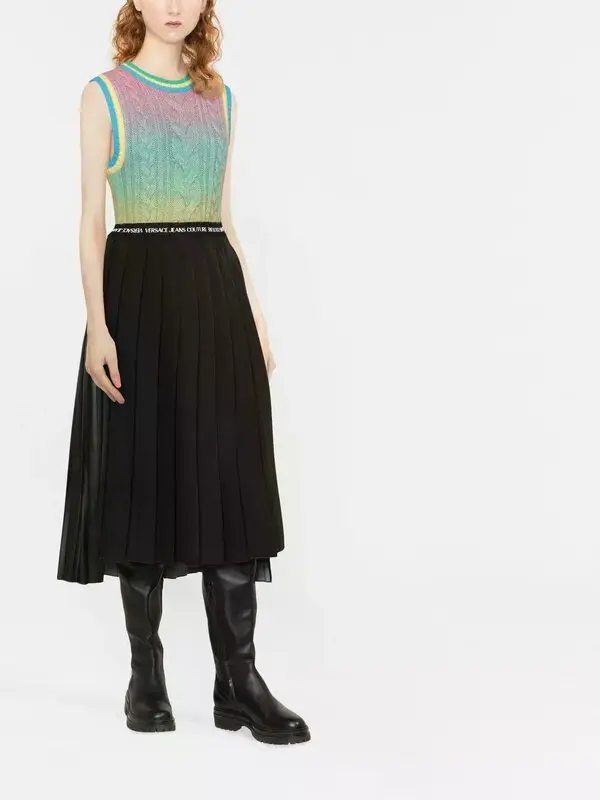 Versace Pleated Asymmetric Midi Skirt