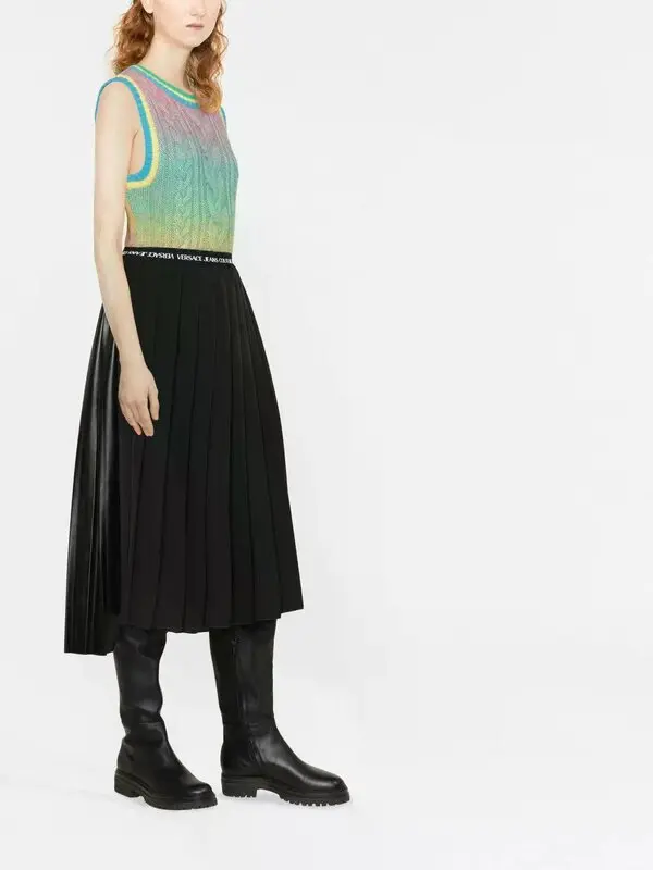 Versace Pleated Asymmetric Midi Skirt