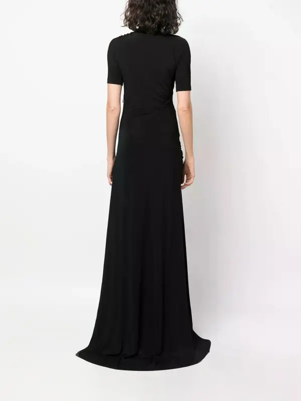 Givenchy Gathered Short-sleeve Maxi Dress
