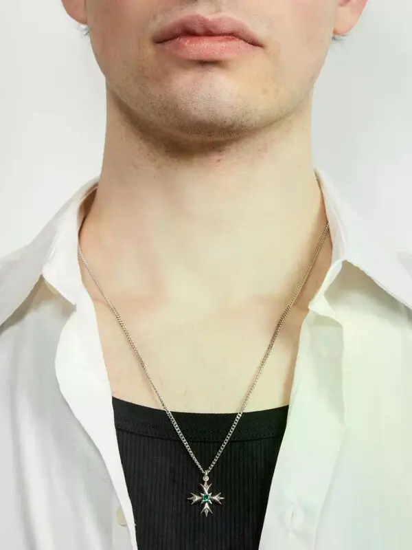 Emanuele Bicocchi Tone Cross Pendant Necklace With Crystal Embellishment