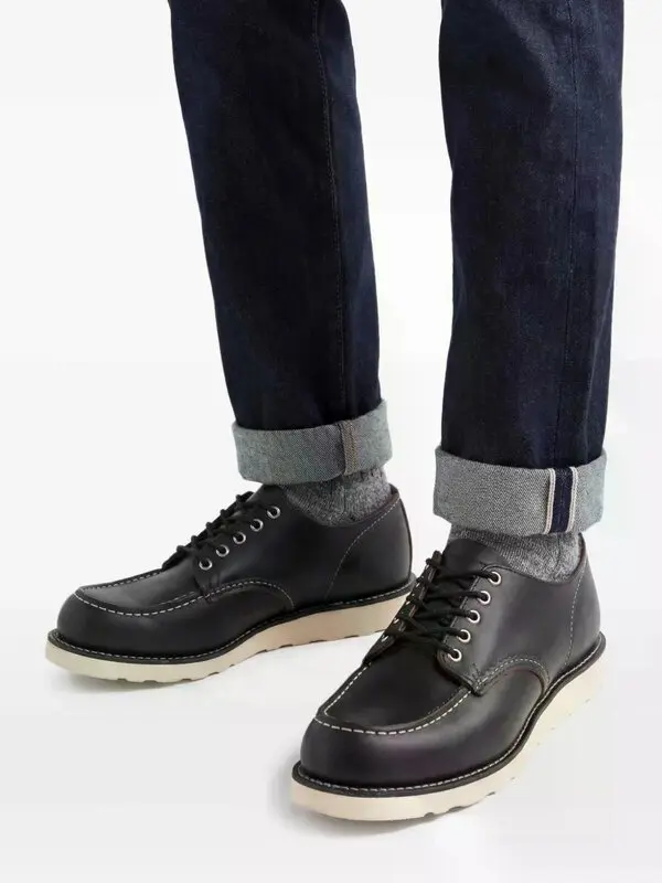 Red Wing Contrast Stitch Lace-up Boat Shoes - Black