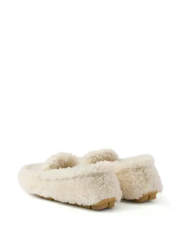 Prada Shearling Driving Shoes - Neutrals