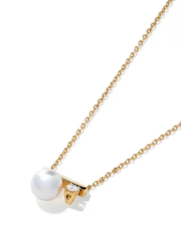 TASAKI 18kt Yellow Gold Akoya Pearl And Diamond Pendant Necklace - Metallic
