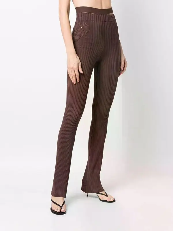 ANDREĀDAMO Ribbed-knit Flared Trousers