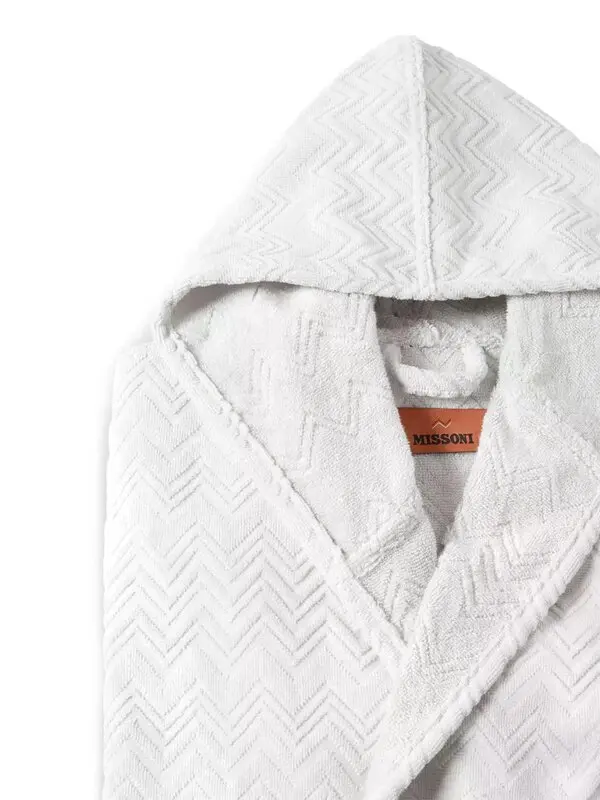 Missoni Chalk Cotton Hooded Bathrobe