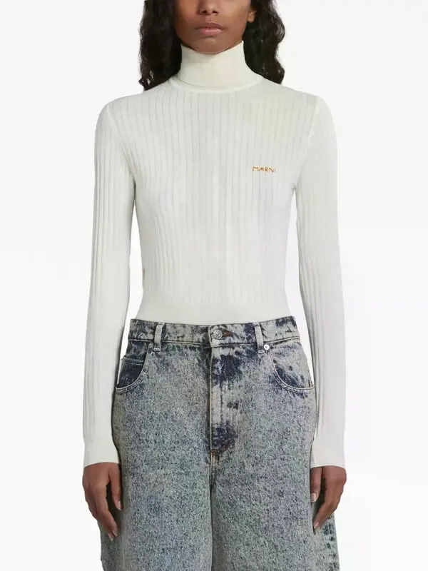 Marni Logo-embroidered Ribbed Jumper