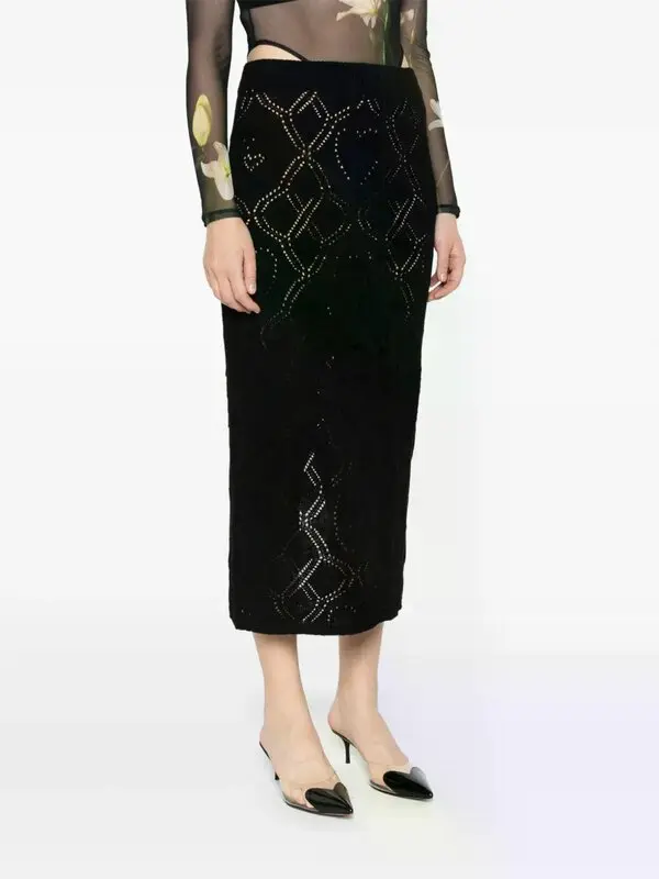 TWINSET Pointelle Knit Midi Skirt