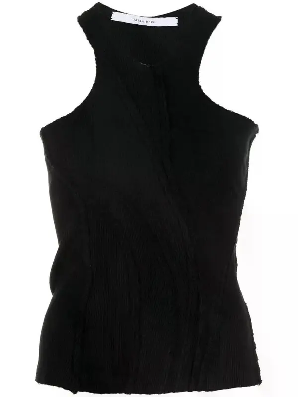 TALIA BYRE Rib-knit Halterneck Tank Top - Black