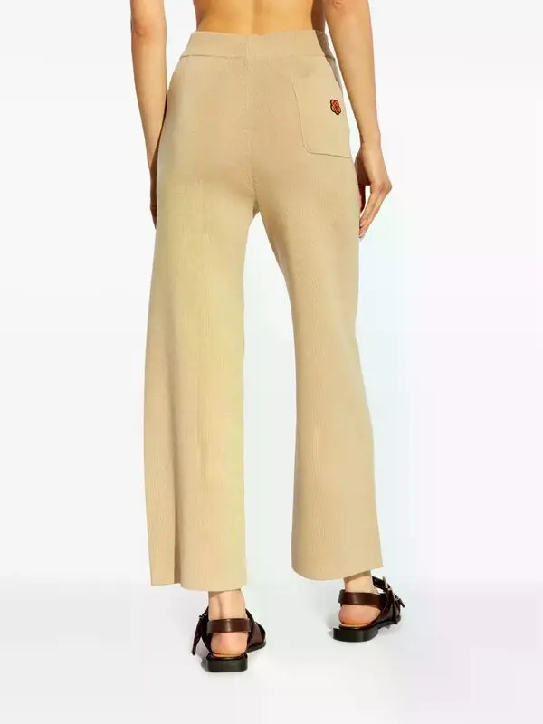 Kenzo Boke Flower Motif Wool Palazzo Pants