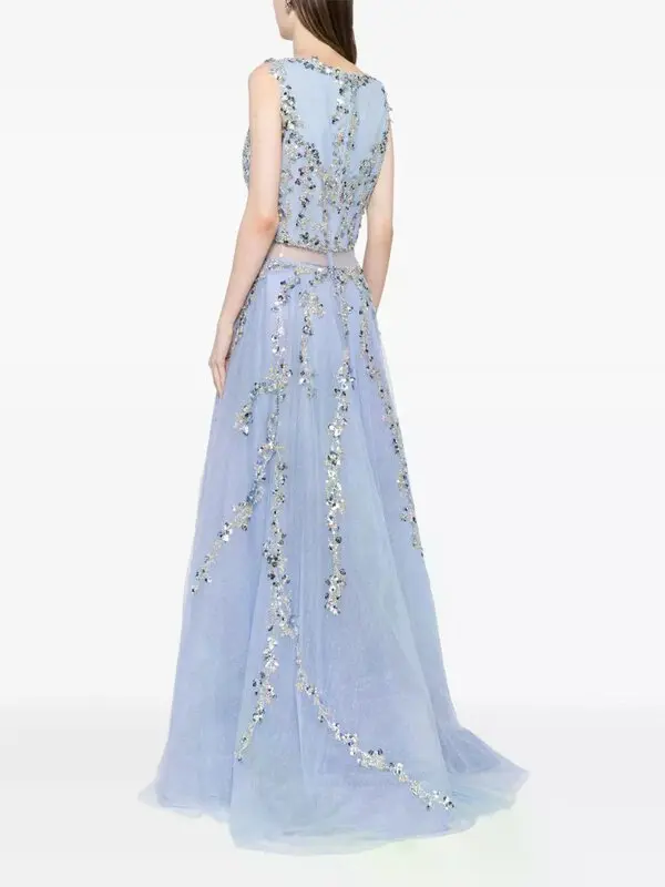 SAIID KOBEISY Sleeveless Sequinned Tulle Gown