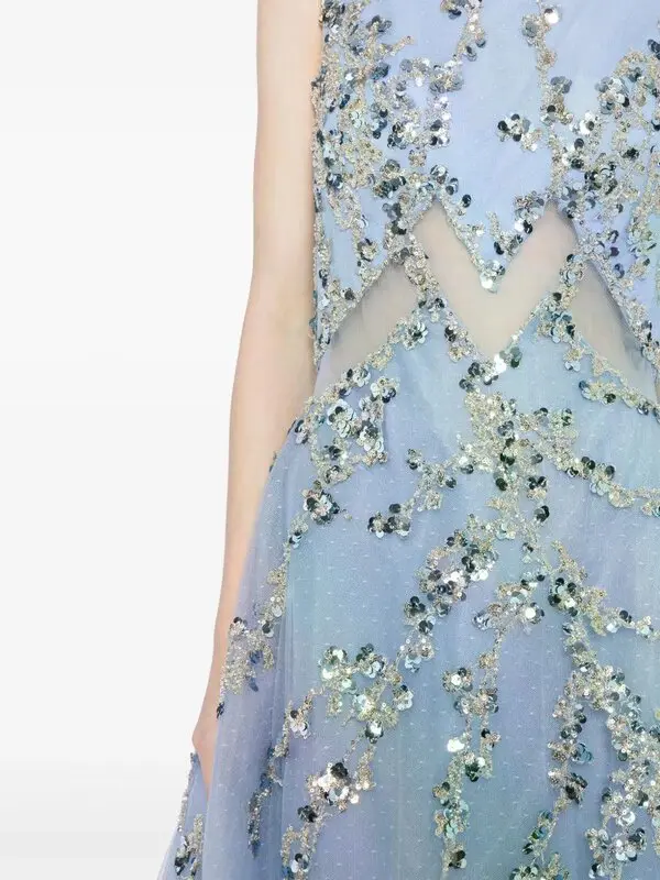 SAIID KOBEISY Sleeveless Sequinned Tulle Gown