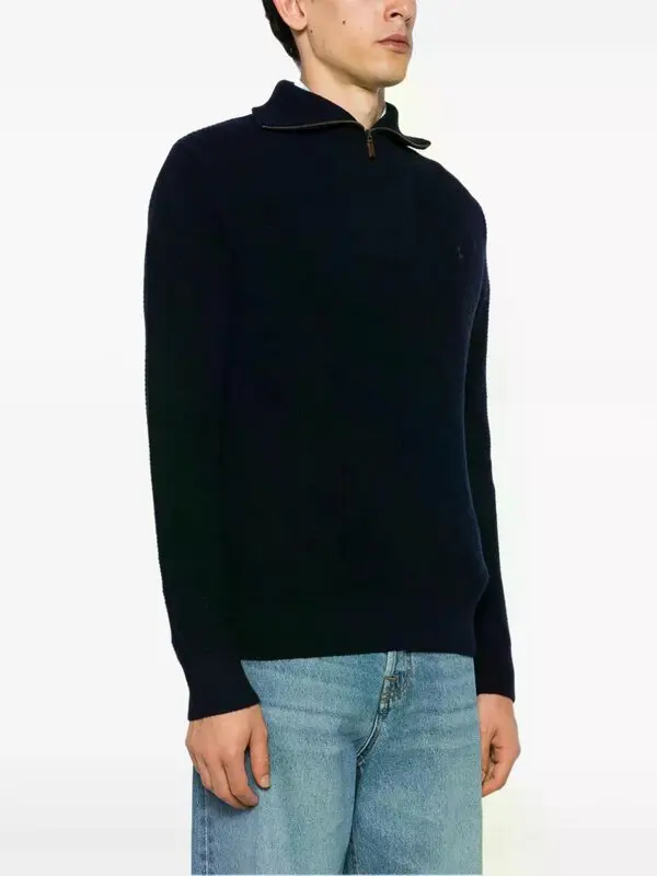 Polo Ralph Lauren Waffle Knit Half-zip Jumper - Blue