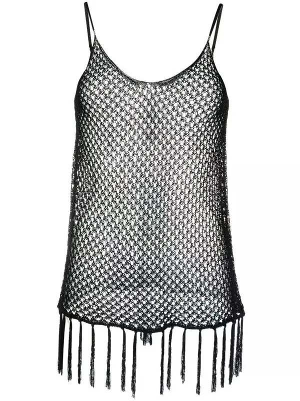 Dodo Bar Or Open-knit Fringed Top