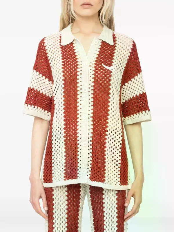 Zadig&Voltaire Crochet Knit Striped Cardigan