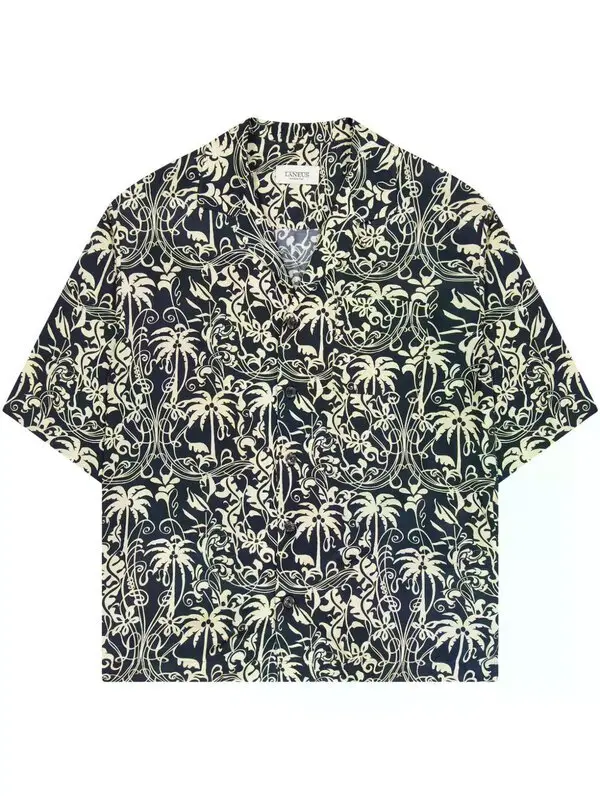 LANEUS Boxy Graphic Print Shirt