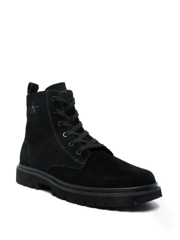 Calvin Klein Suede Lace-up Boots With Side Zip