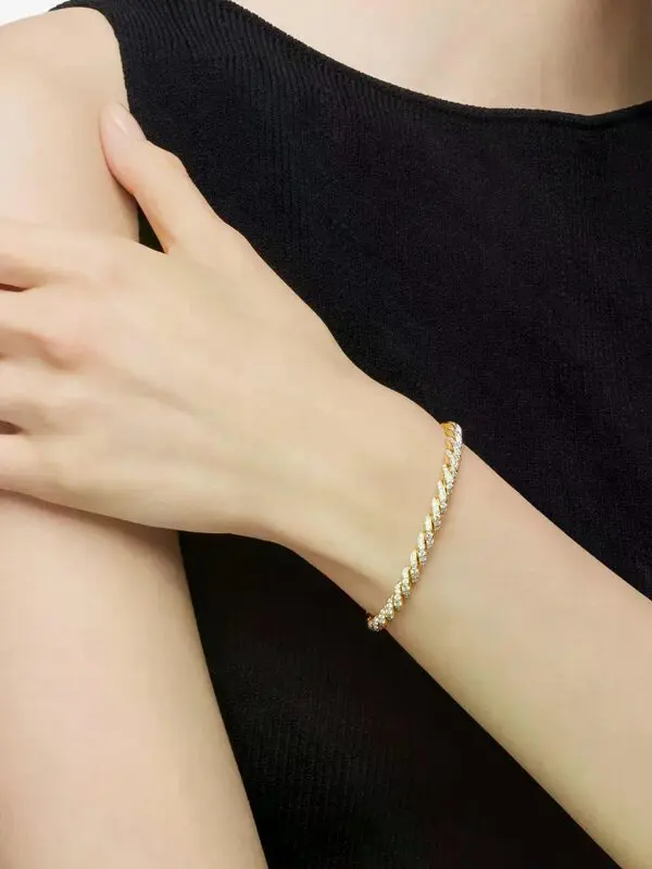 David Yurman 18kt Yellow Pavé Diamond Sculpted Cable Flex Bracelet